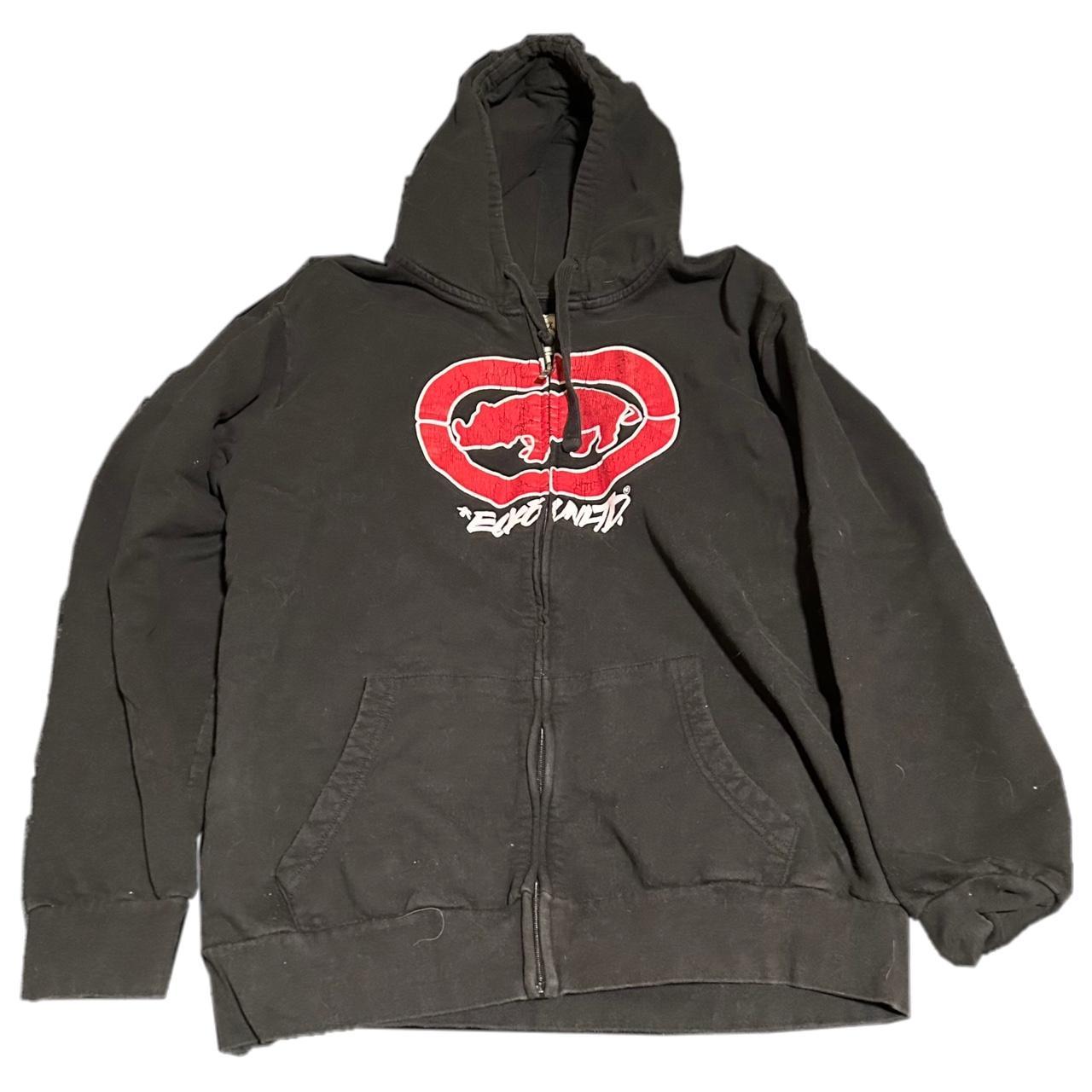 ecko unltd black zip up hoodie size... - Depop
