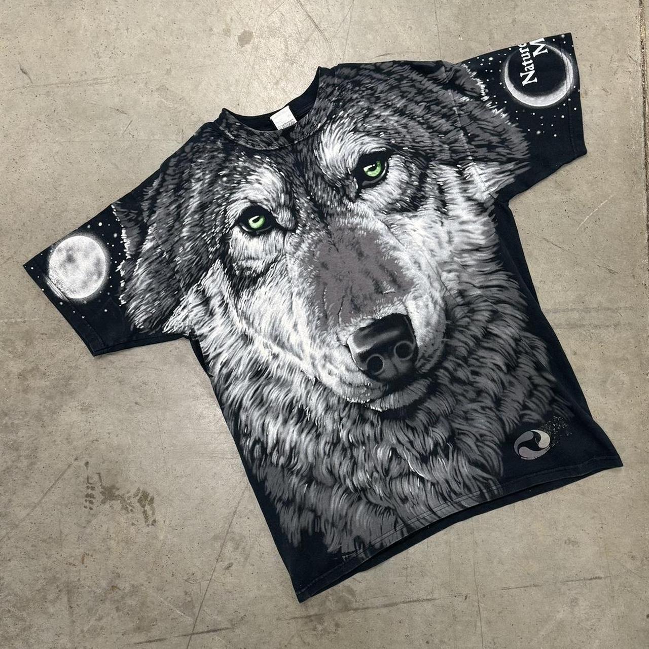 Vintage Liquid Blue Wolf AOP Tee Great Condition... - Depop