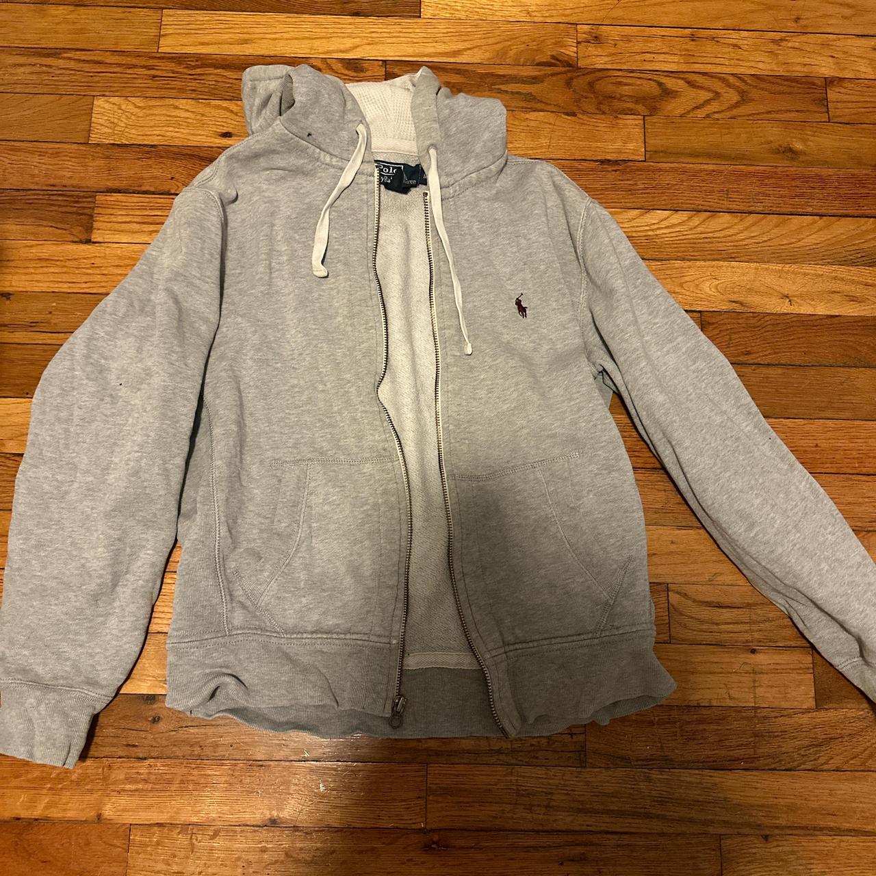 Grey polo zip up size medium - Depop