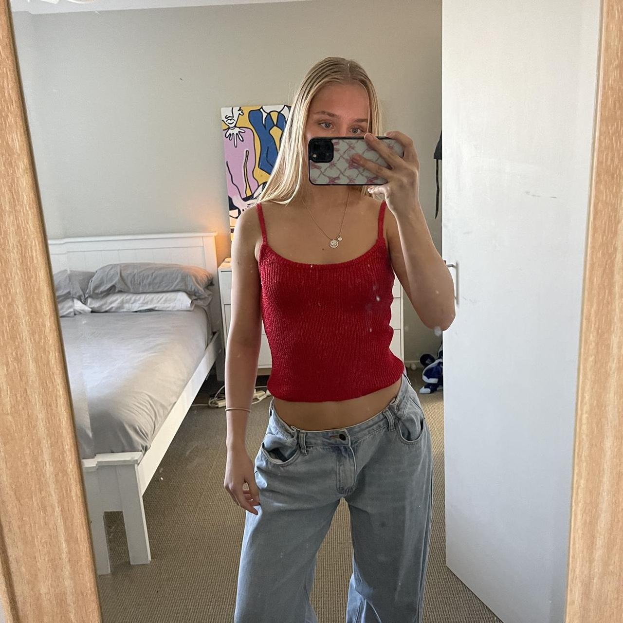 glassons red sequin tank top super flattering, only... - Depop