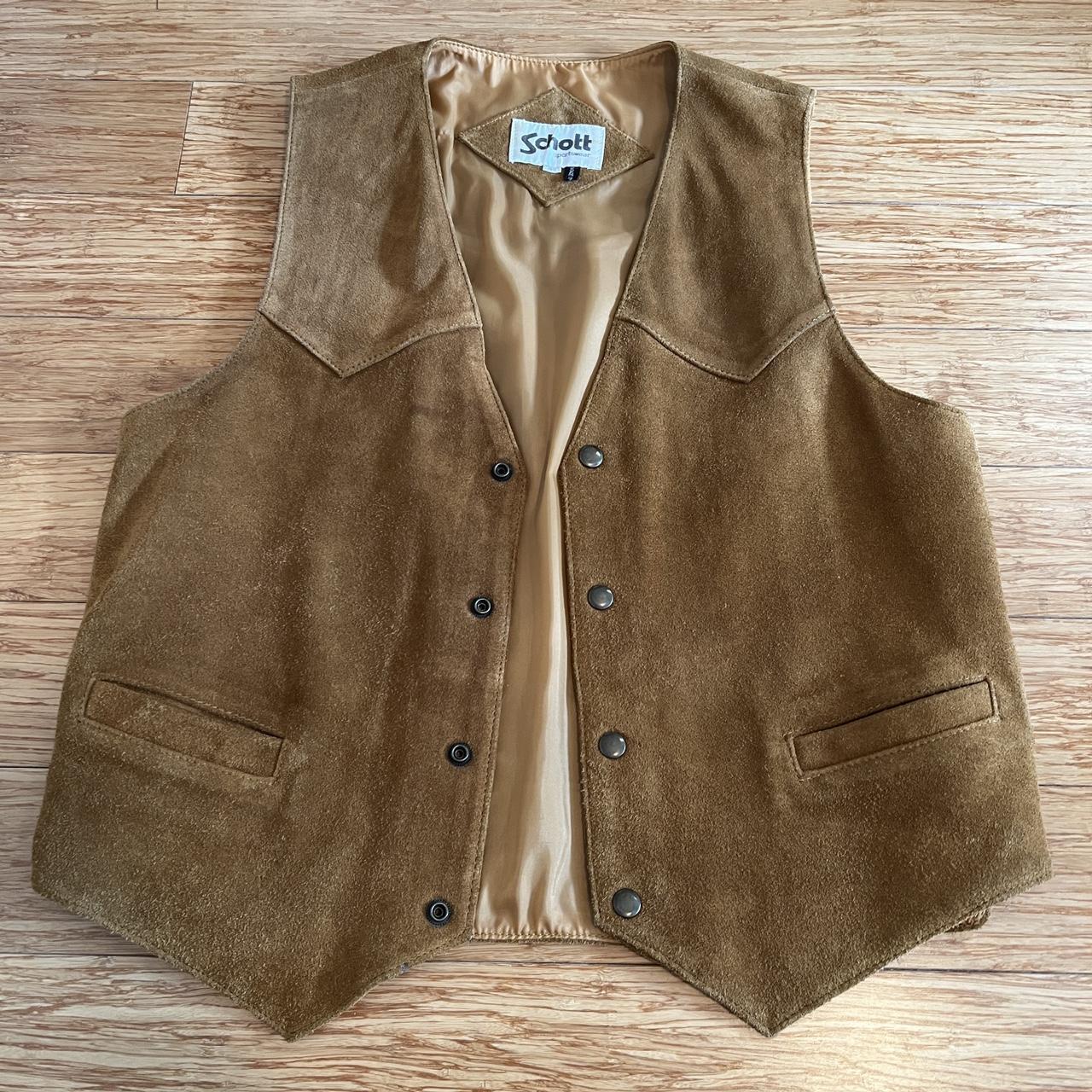 Schott true vintage western leather vest. 100%... - Depop