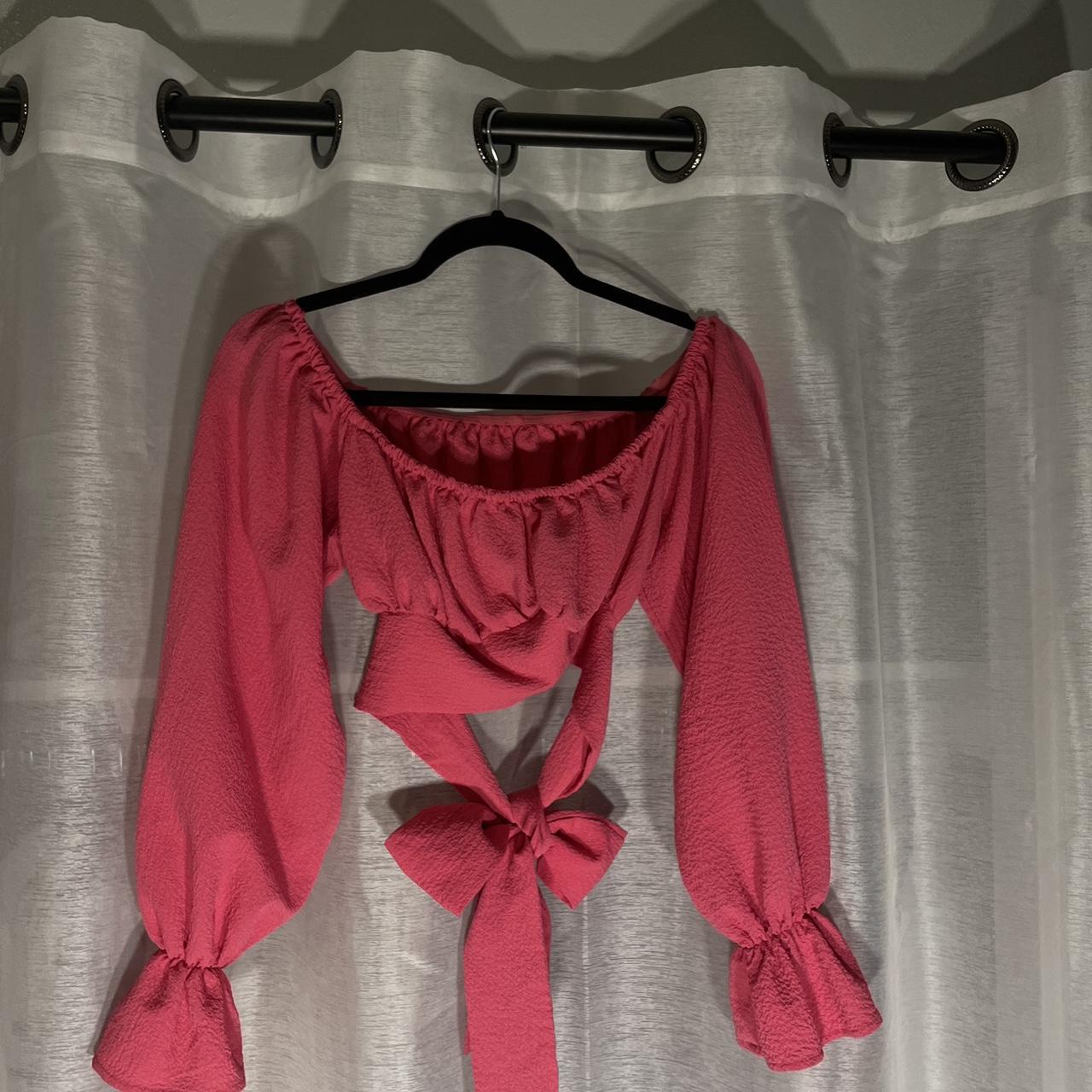 pink cross body crop top - Depop