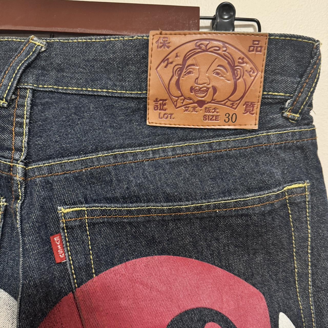 Evisu “Mighty Evisu” Selvedge Denim Jeans White and... - Depop