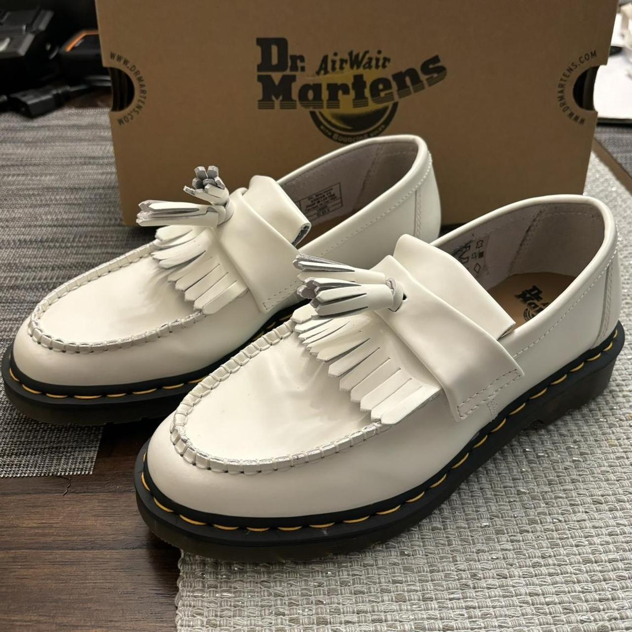 Doc Marten white Loafers Adrian ys size 8... - Depop