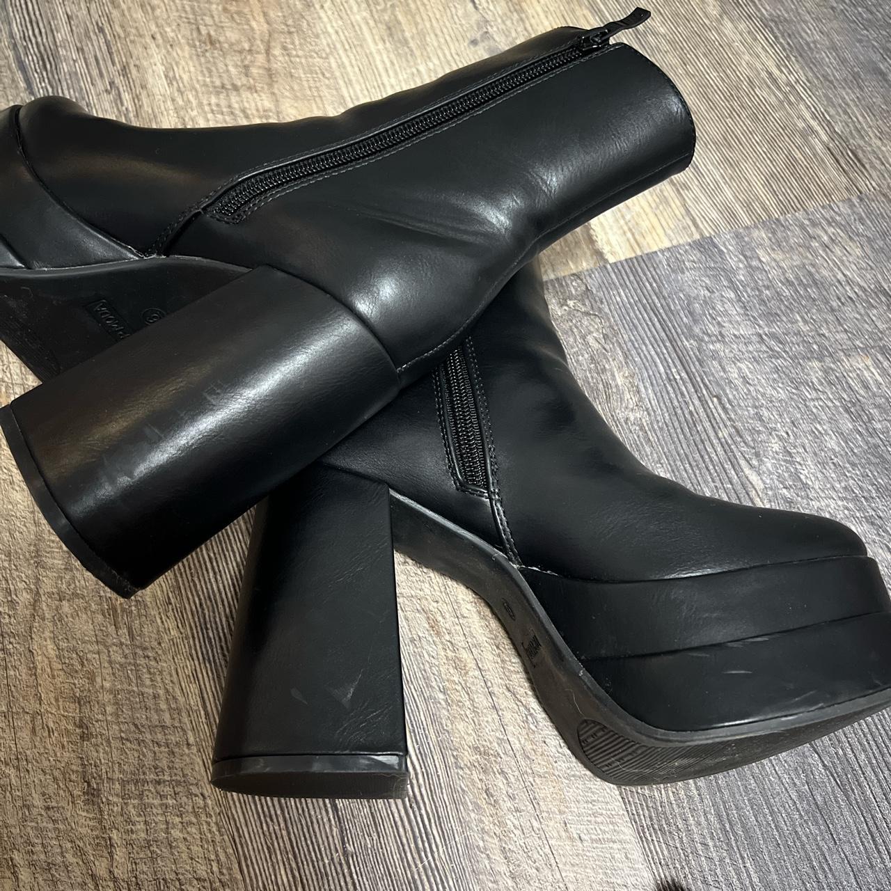 Top Moda Black platform block heel boots Worn 2... - Depop