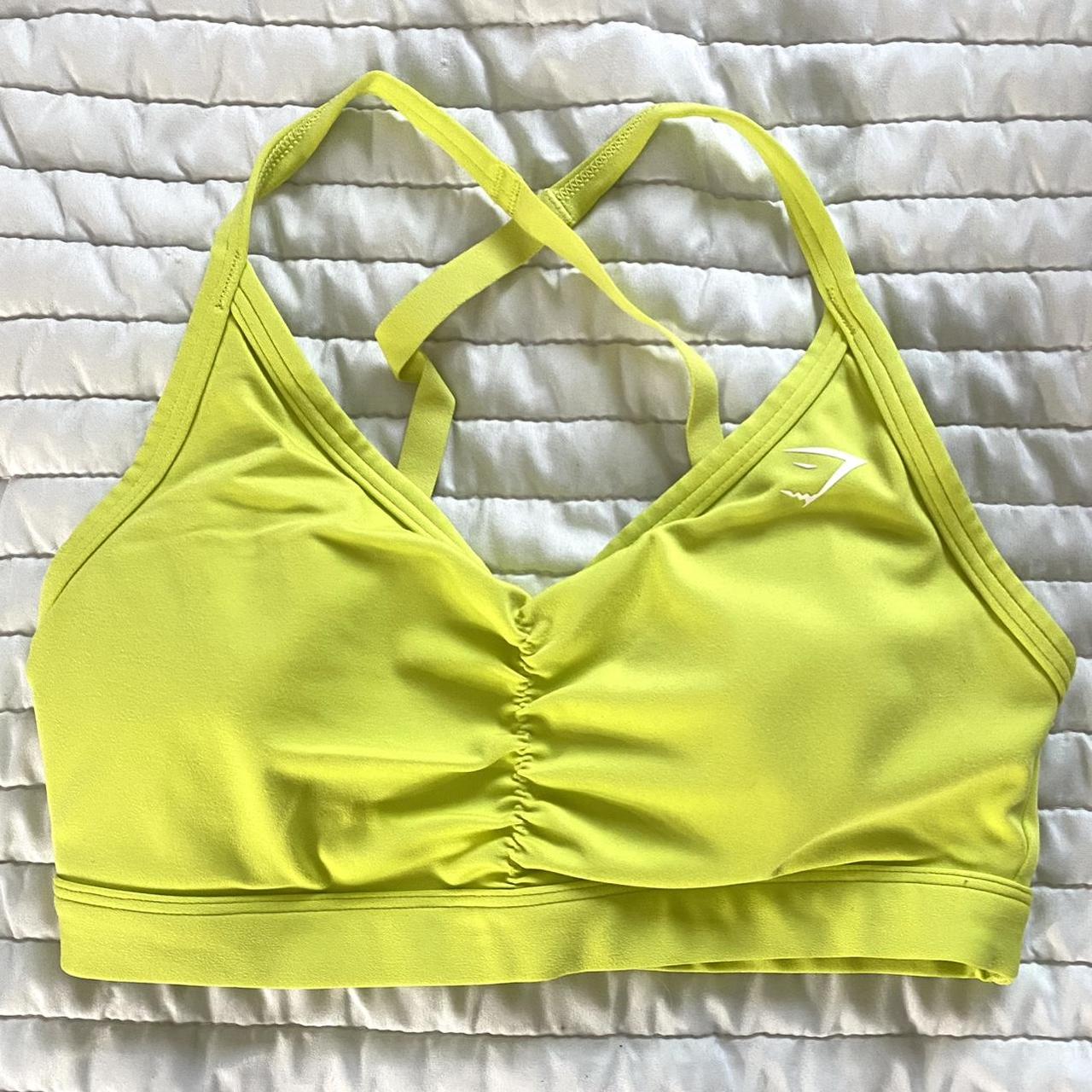 gymshark v neck training sports bra in yellow LIKE... - Depop