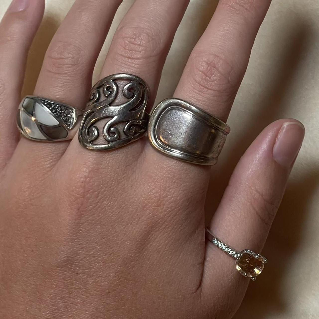 Chunky sterling silver vintage ring set Left two... - Depop