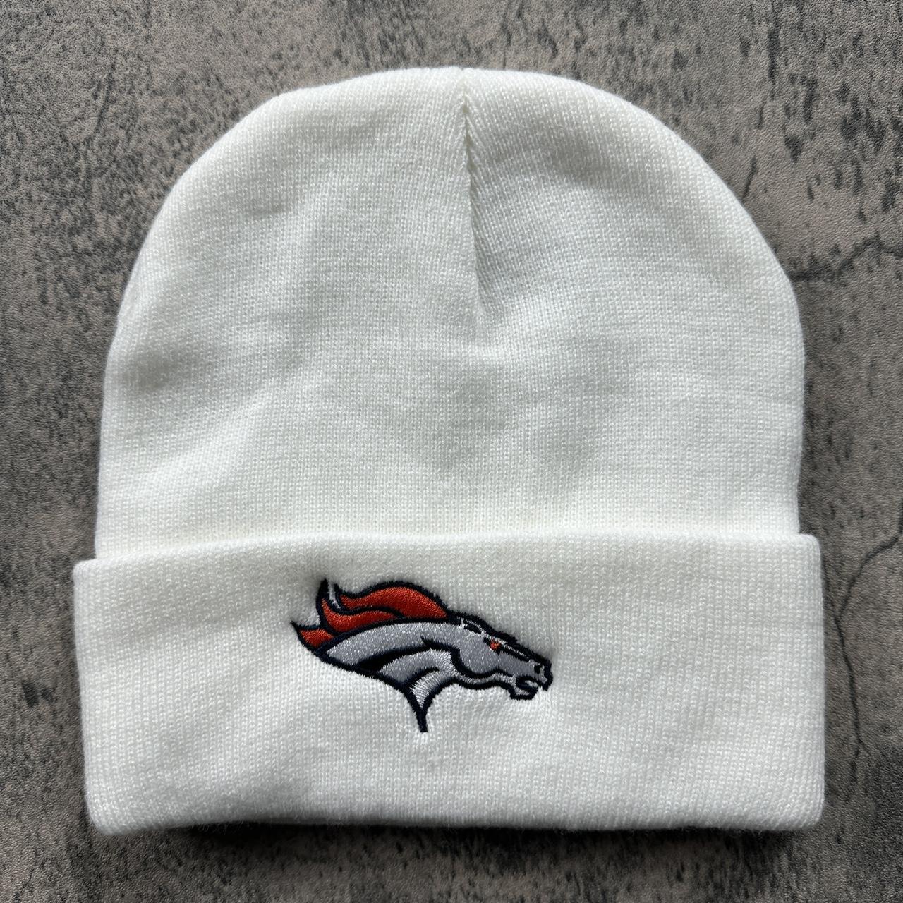 White Denver Broncos Beanie Winter Cap NFL Size:... - Depop
