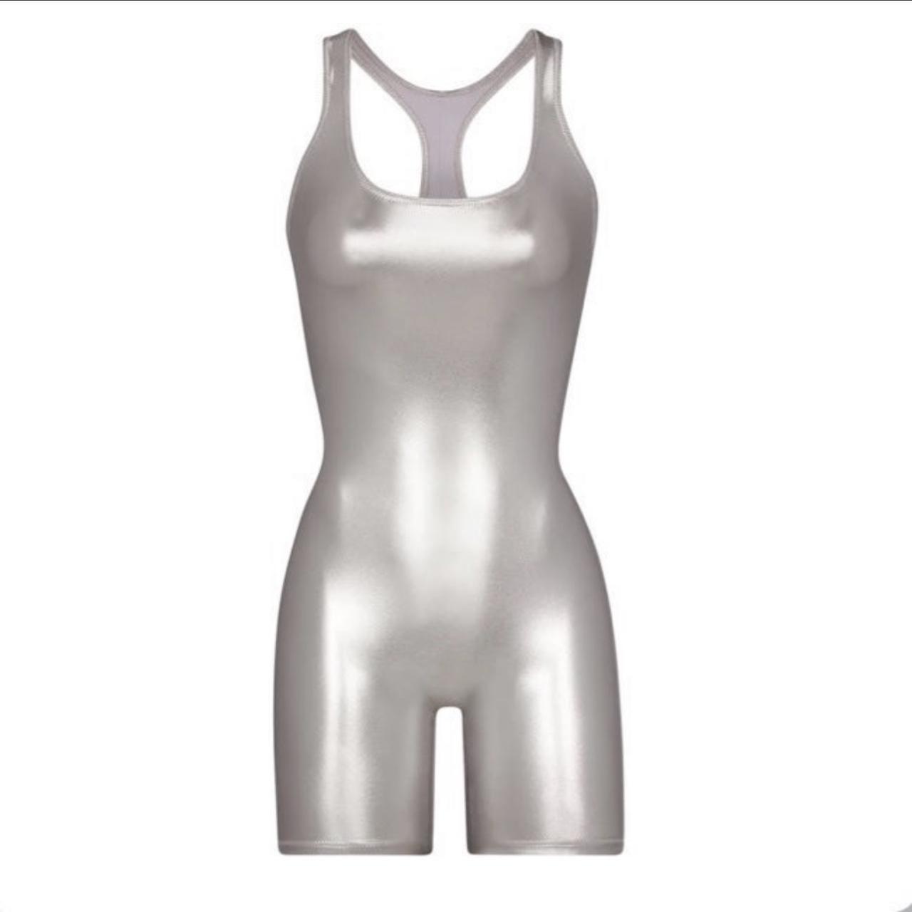 SKIMS METALLIC SWIM CYCLE SUIT NWT SKIMS METALLIC... - Depop