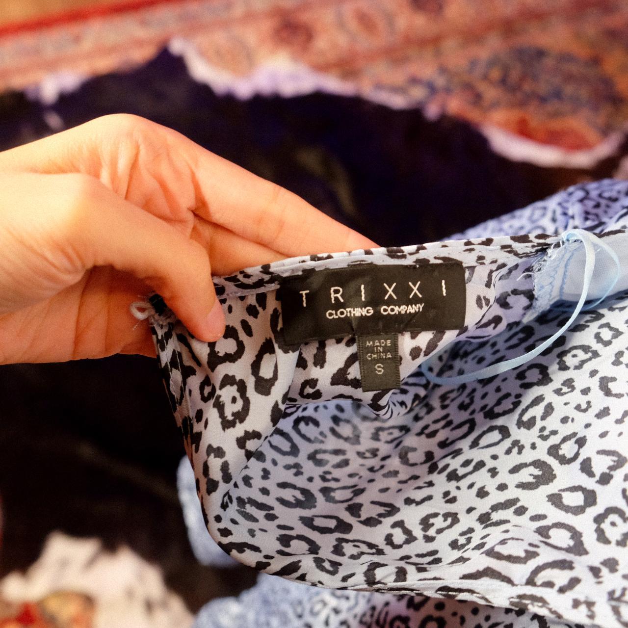 Retro Light Blue Leopard Print Babydoll Satin Mini... | Depop