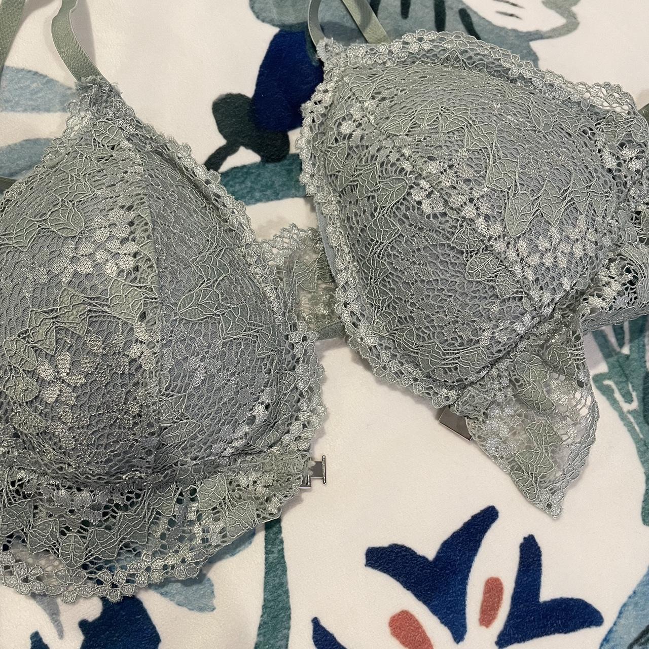 Front-clasp lacy sage floral fairy bralette Never... - Depop