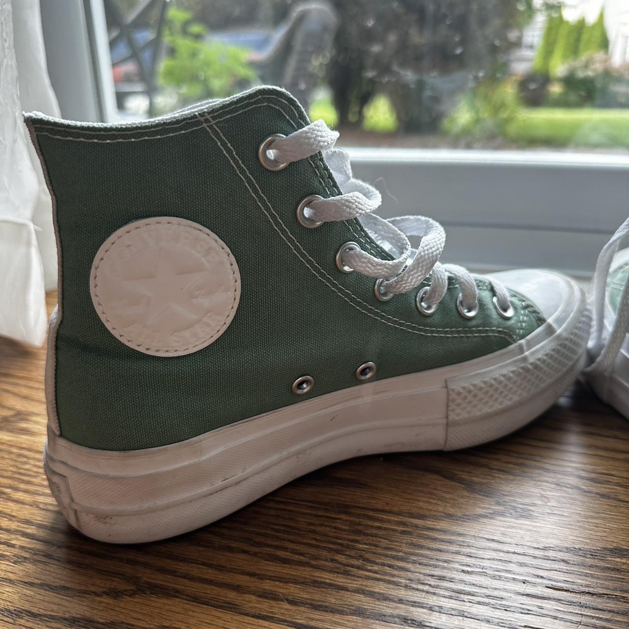 custom sage green converse !! size 6.5 but would... - Depop