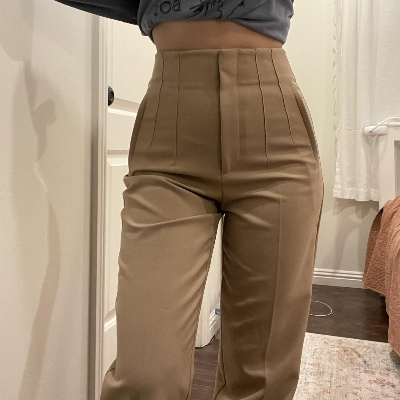 Zara beige slacks. High waisted, brand new never... - Depop