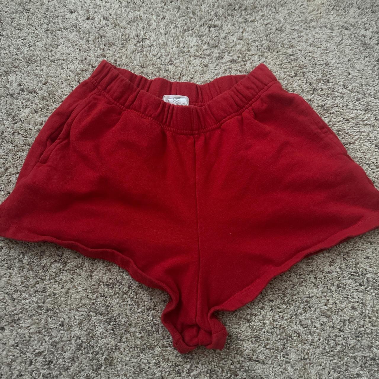Garage red sweatshorts with pockets!!! Barely worn.... - Depop
