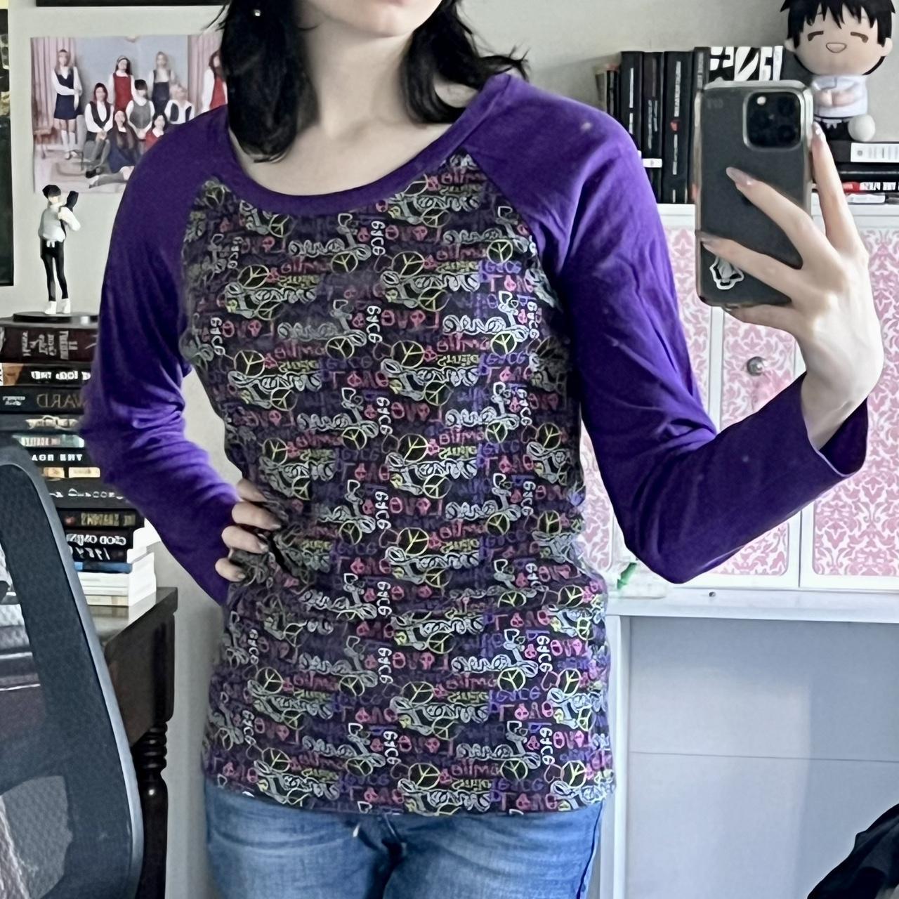 extra large jenni long sleeve shirt with peace and... - Depop