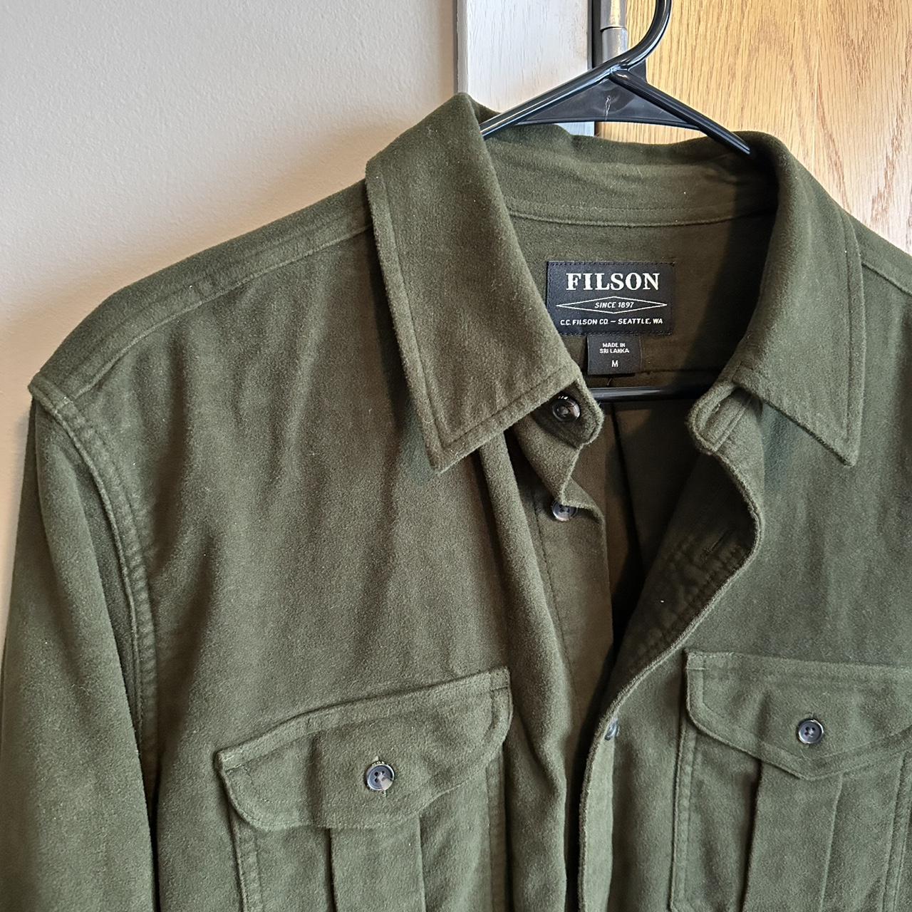 Filson Seattle Moleskin shirt. Dark olive color.... - Depop