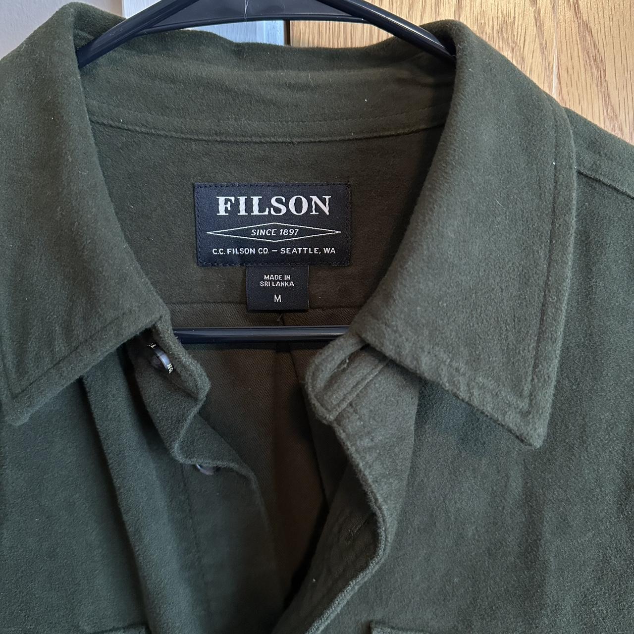 Filson Seattle Moleskin shirt. Dark olive color.... - Depop