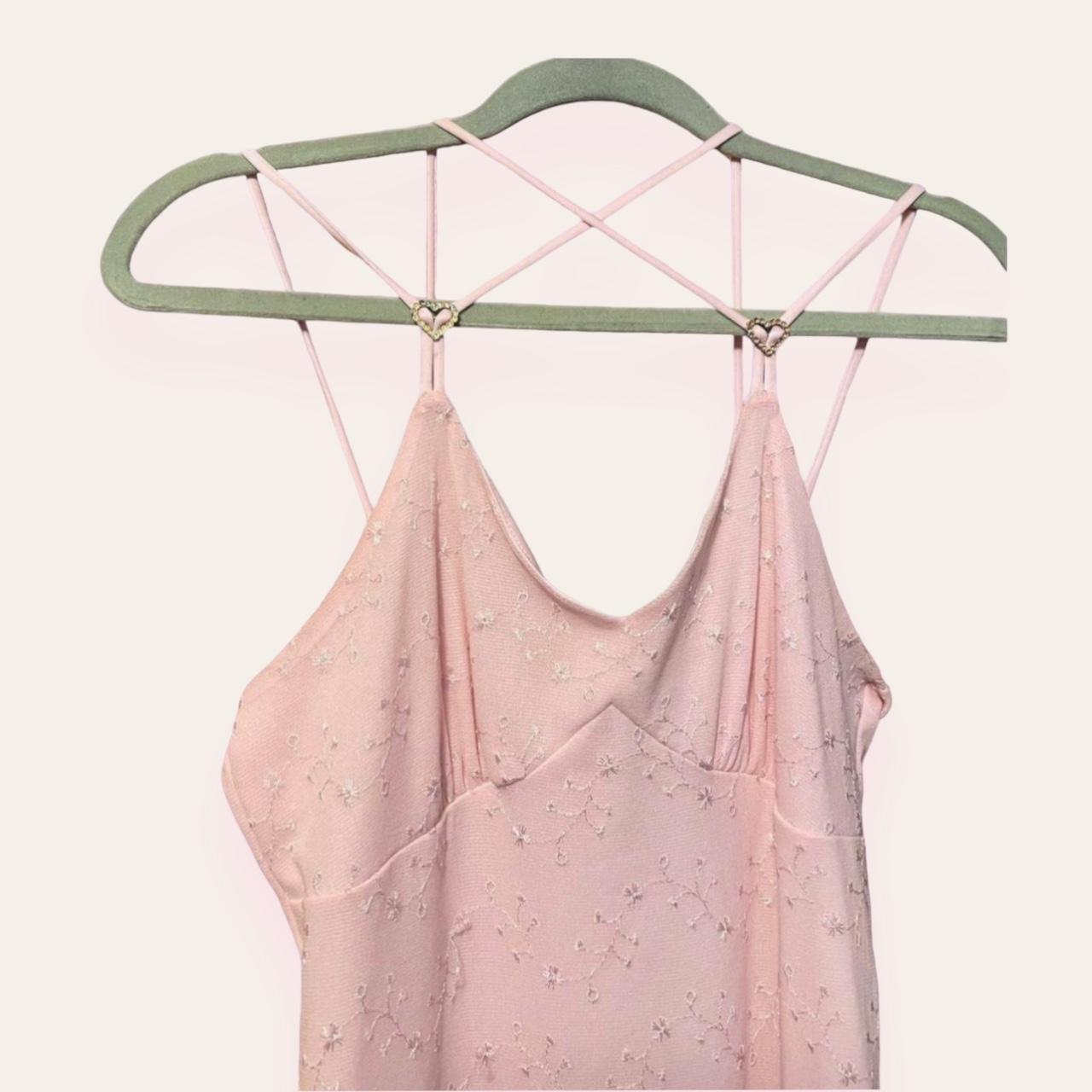 Anna Sui Women's Pink and White Dress | Depop