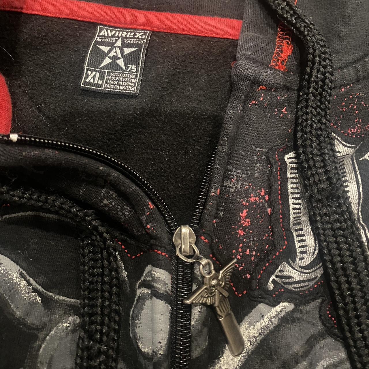 grunge avirex biker motorcycle zip up hoodie... - Depop