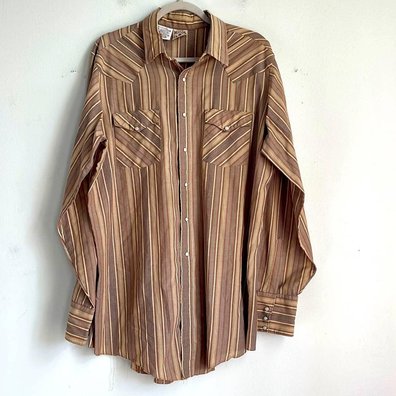 Vintage Western Frontier striped long sleeve yoke... - Depop