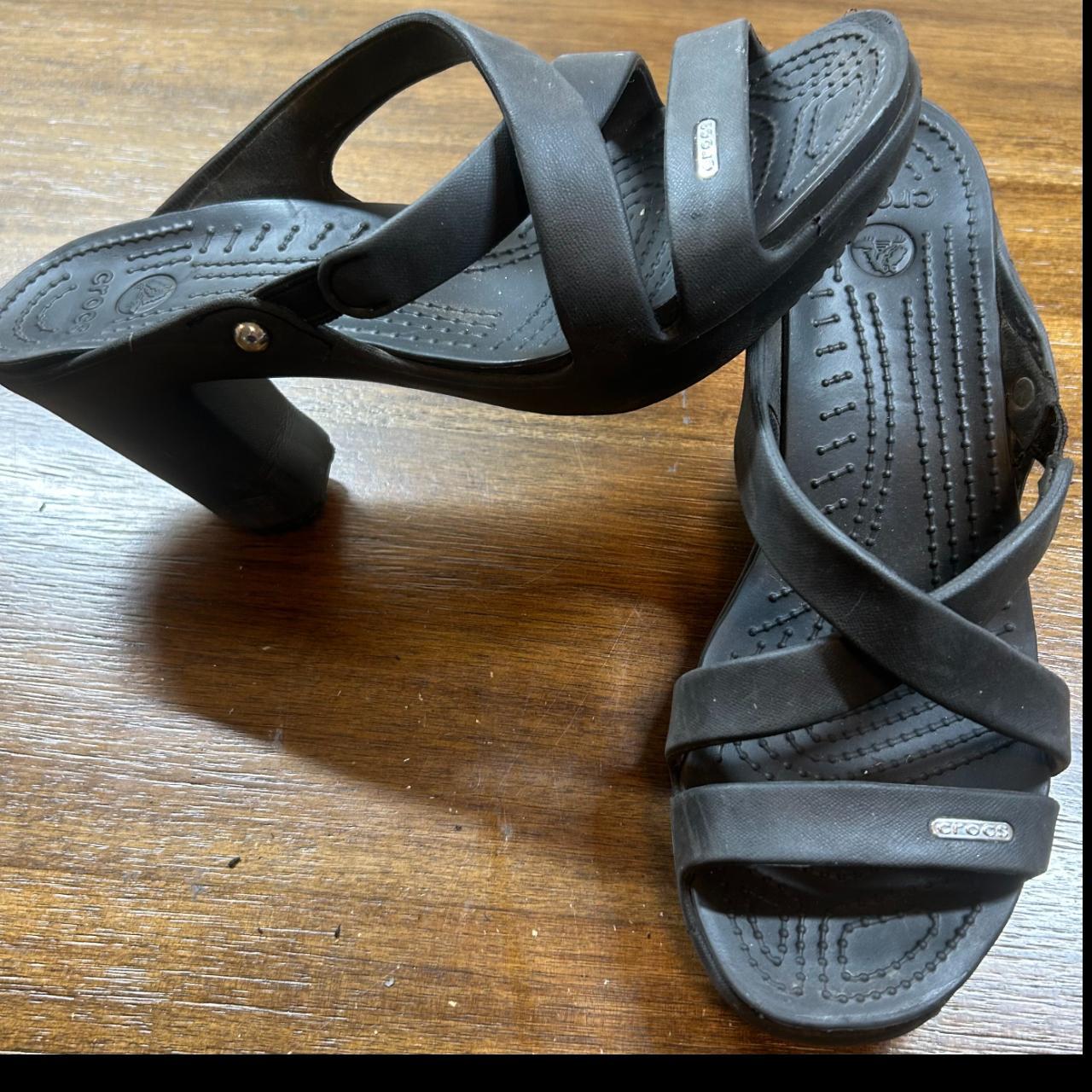 Crocs Cyprus Heeled Black Size 9 Slip On Platform... | Depop