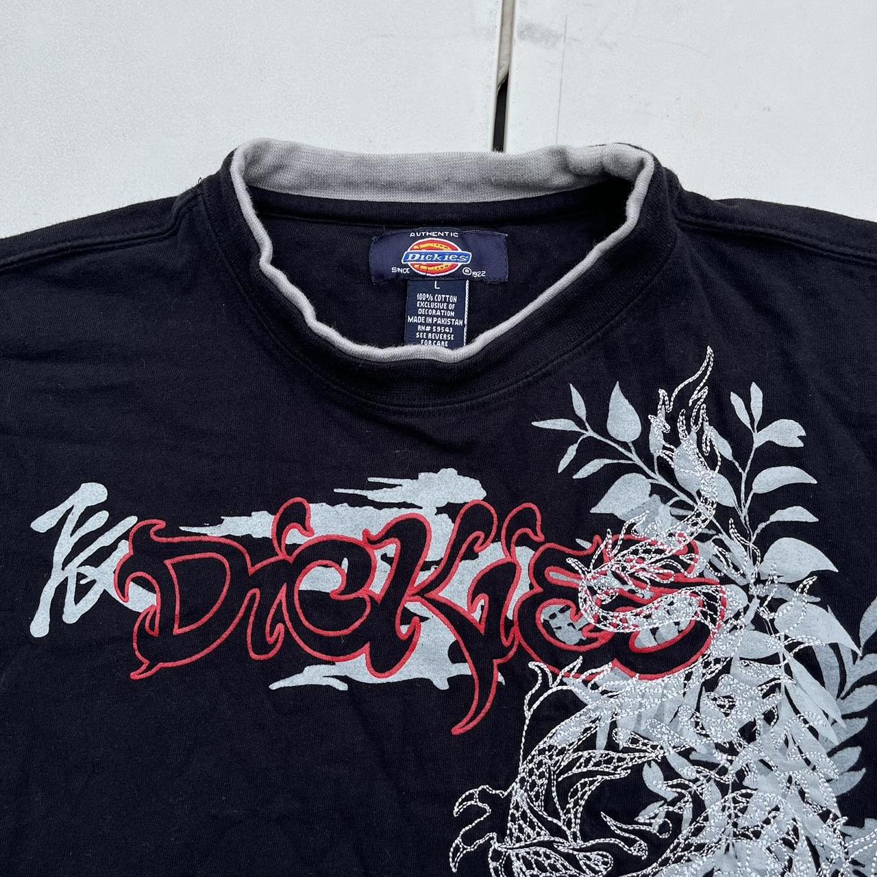 dickies japanese graphic tee dragon flowers spellout... - Depop