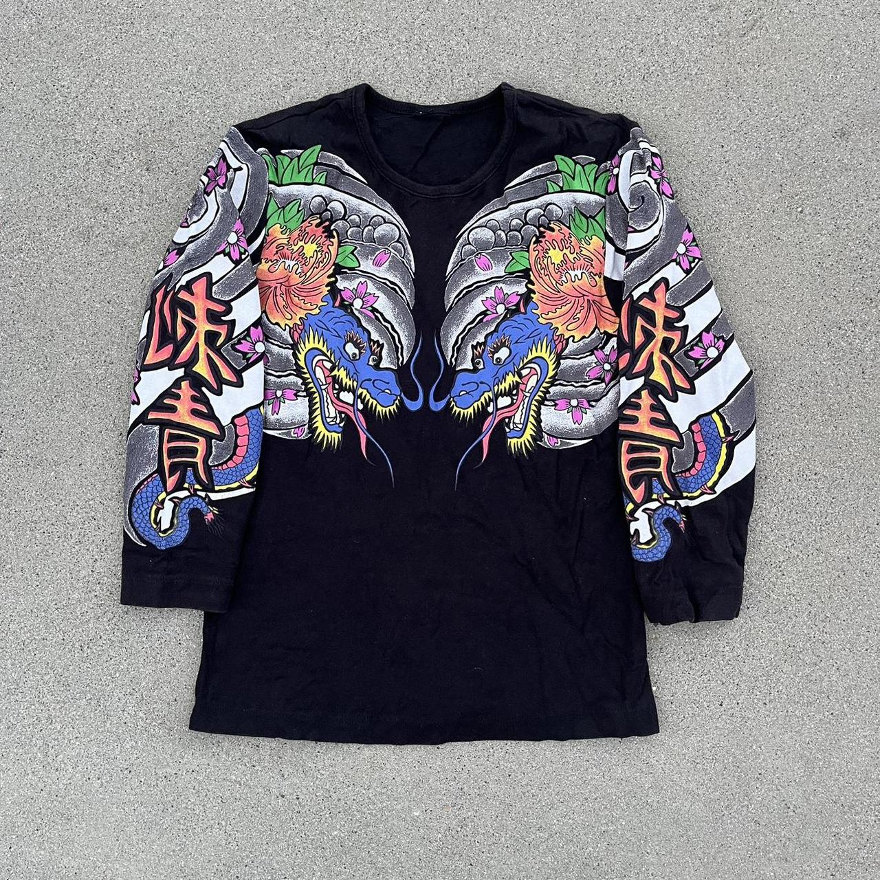 ed hardy style graphic long sleeve tee tattoo... - Depop