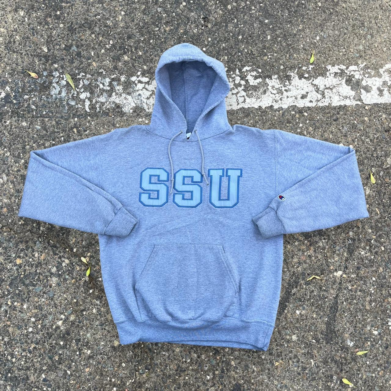 vintage ssu college hoodie university spelllout... - Depop