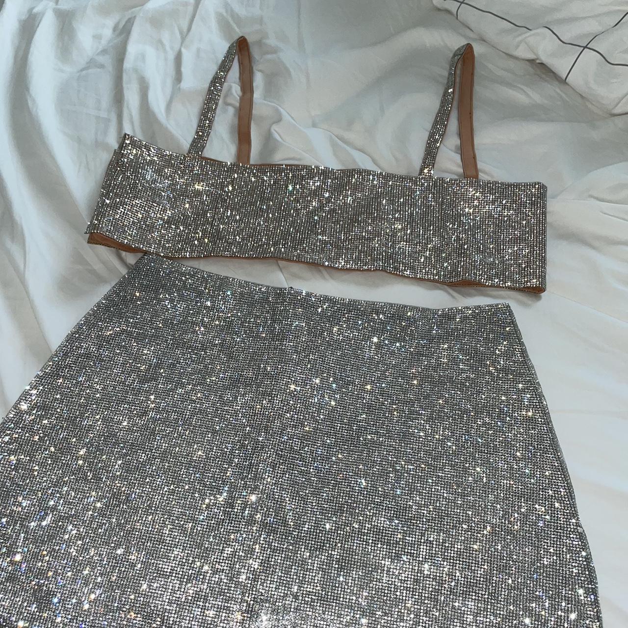 Women's Silver Crop-top | Depop