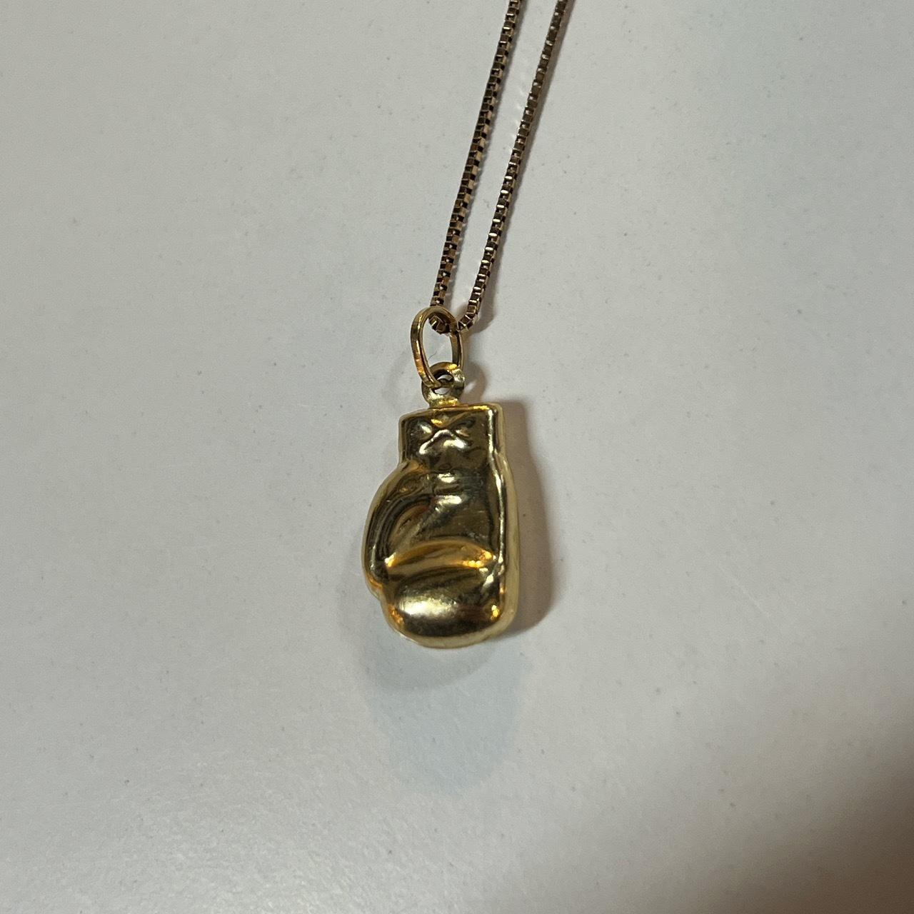 9ct yellow gold boxing glove pendant on 24 inch 9ct... - Depop