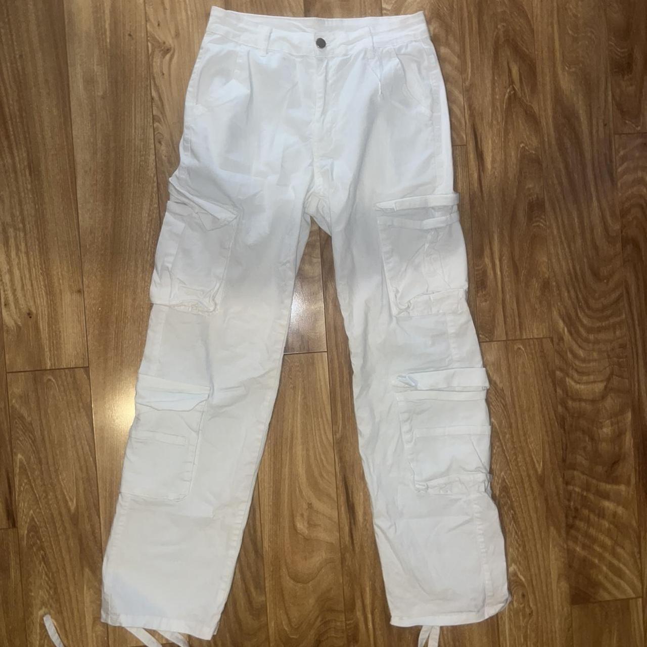 White cargo pants marked size small! depop... - Depop