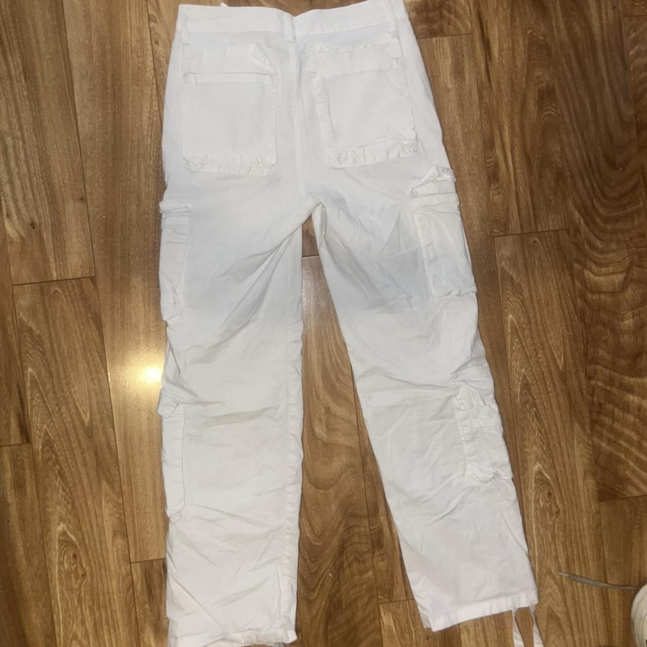 White cargo pants marked size small! depop... - Depop