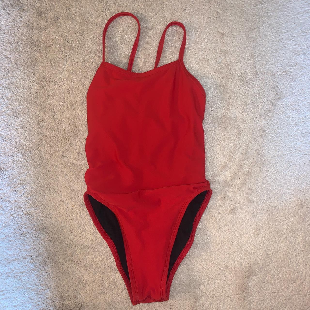 Red Jolyn Dayno 2 Onesie (one piece) Tie back Size... - Depop