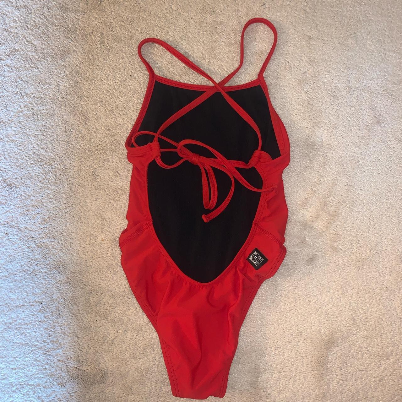 Red Jolyn Dayno 2 Onesie (one piece) Tie back Size... - Depop