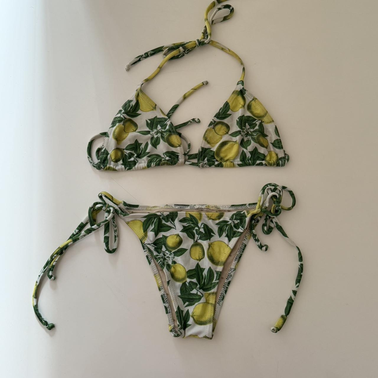 Super cute reversible lemon triangle bikini No tag... | Depop