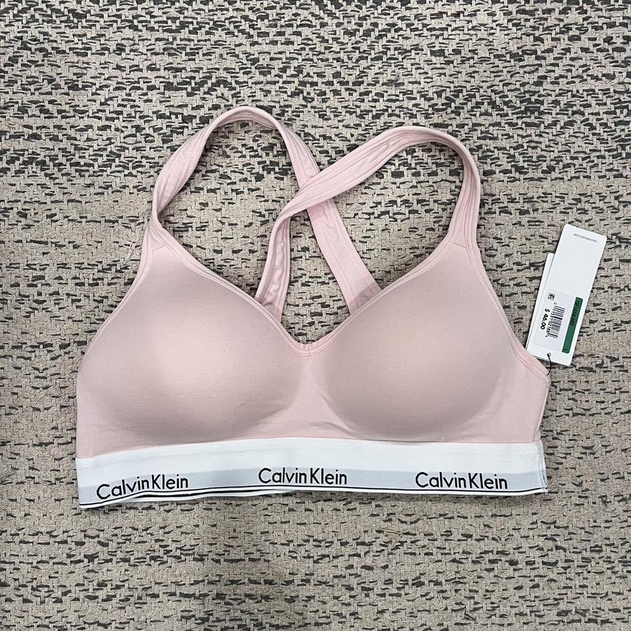 Light pink Calvin Klein Sports bra lightly lined - Depop