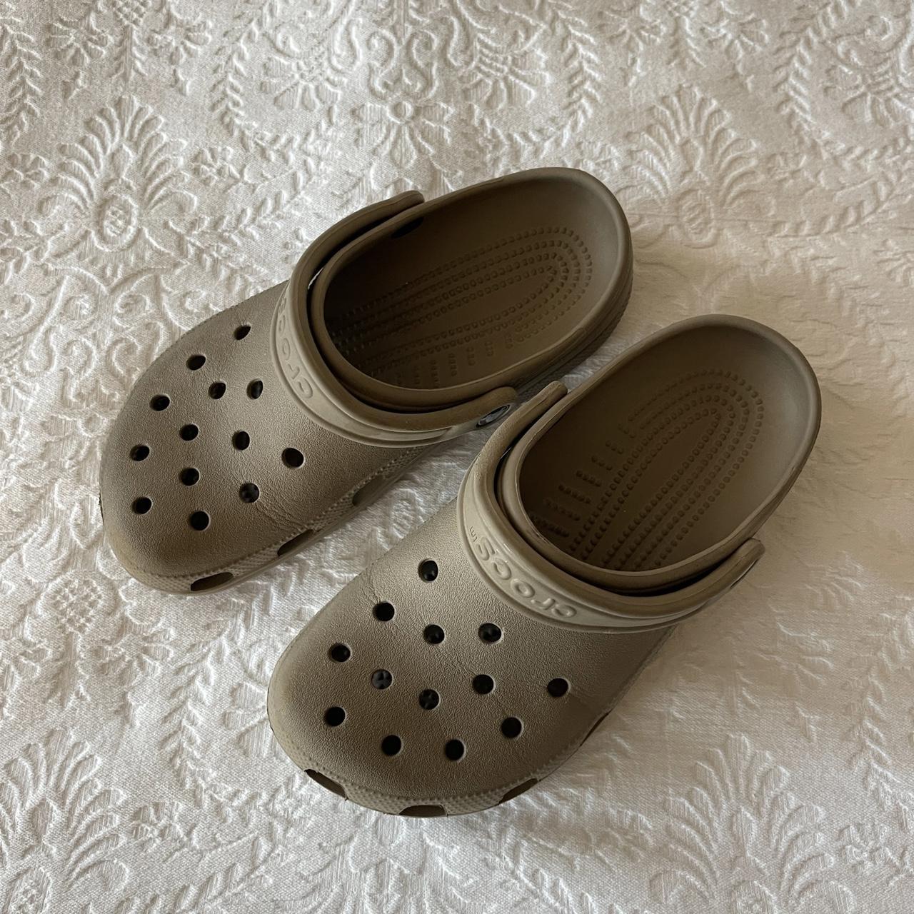 neutral green classic crocs clogs brand: crocs... - Depop