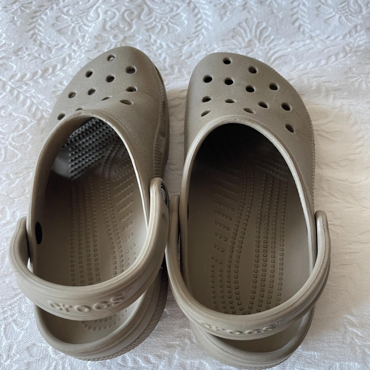 neutral green classic crocs clogs brand: crocs... - Depop