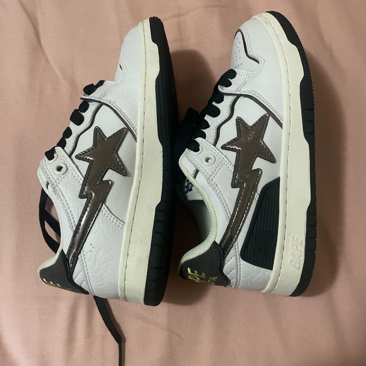 A Bathing Ape Bape SK8 Sta white/silver bapesta... - Depop