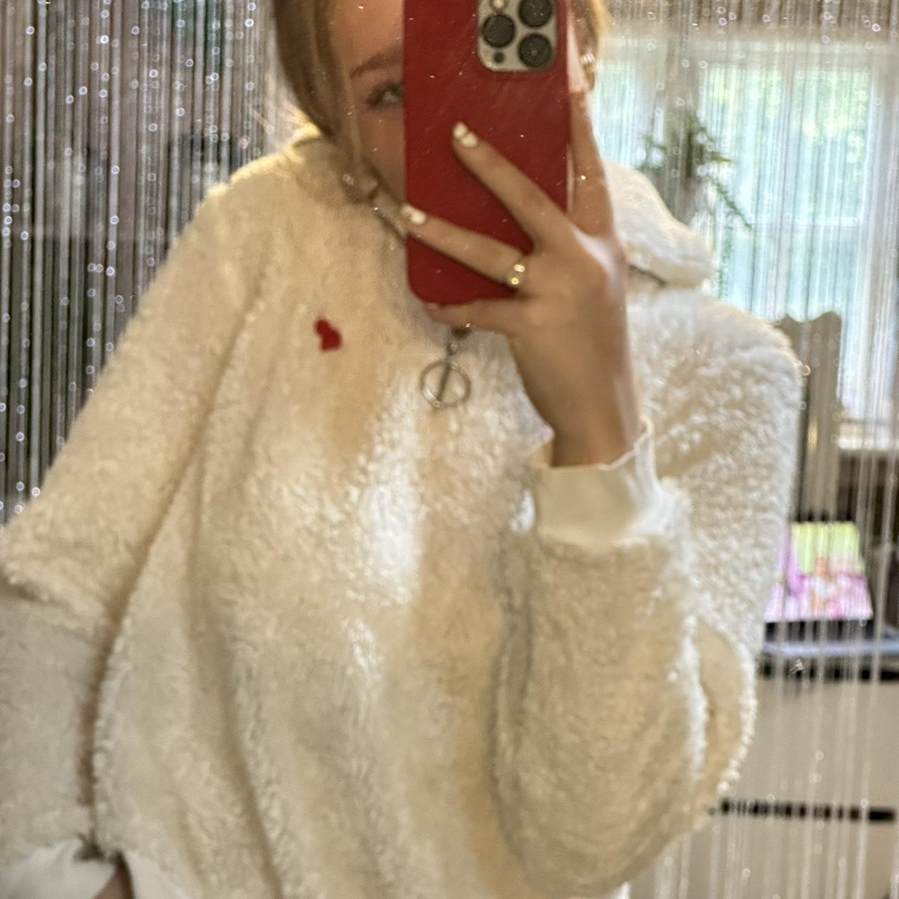 -fluffy white top shop jumper -fluff slightly worn... - Depop