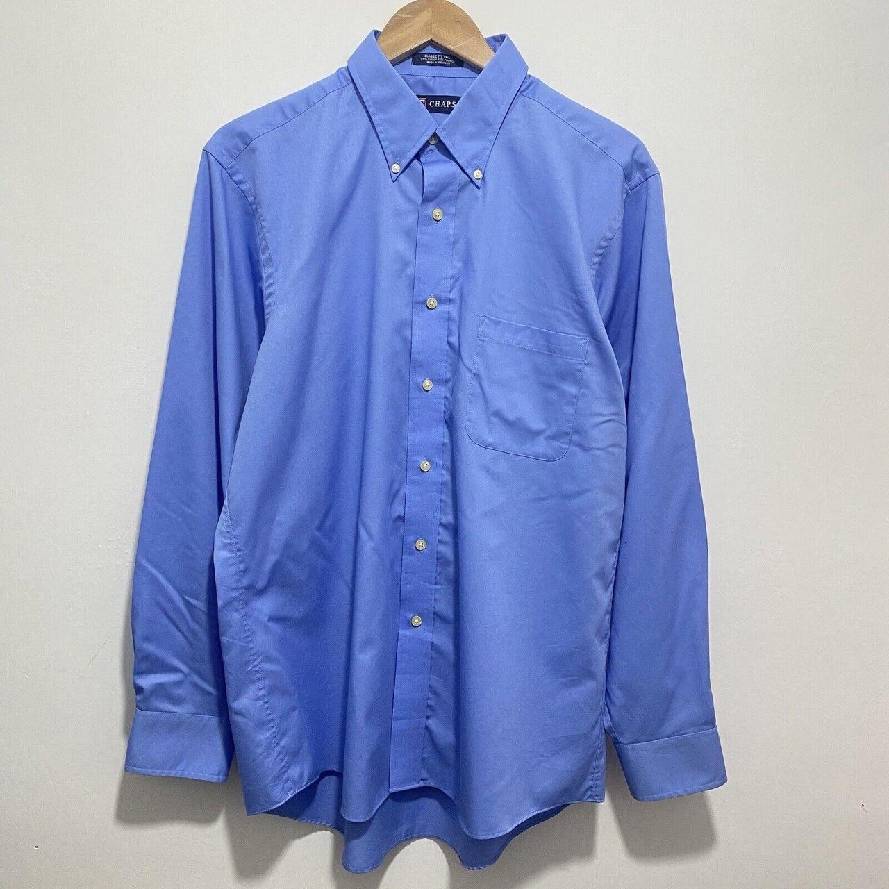 Chaps Mens Light Blue Long Sleeve Twill Formal Shirt... - Depop