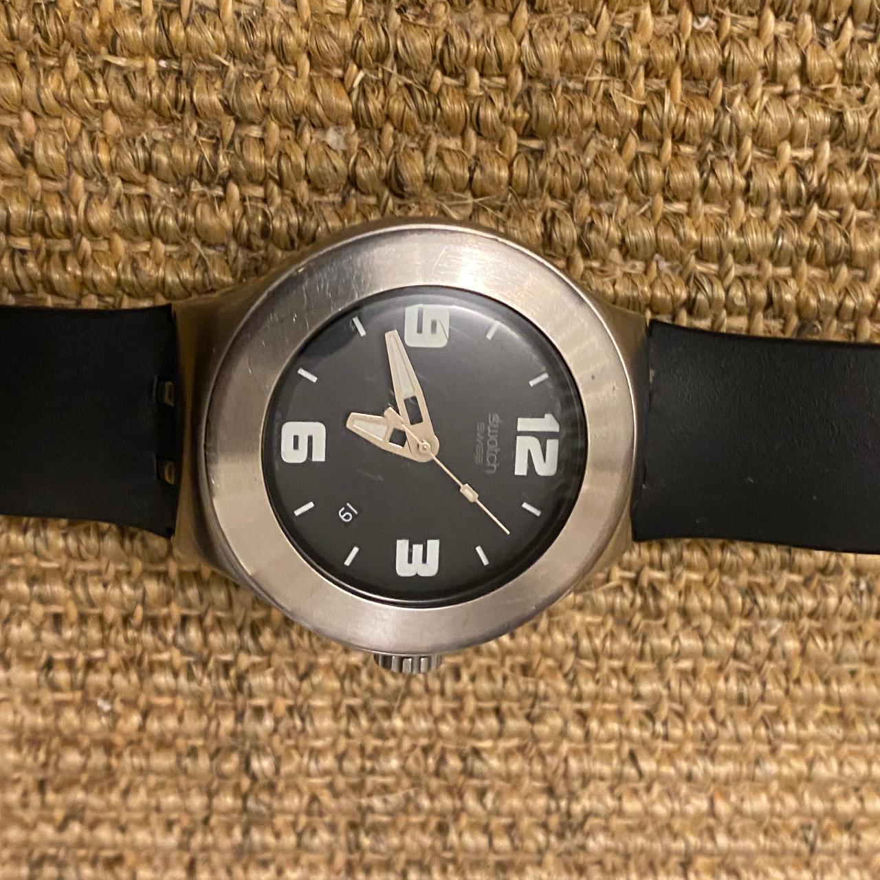 SWATCH UNISEX large number face Watch with rubber... - Depop