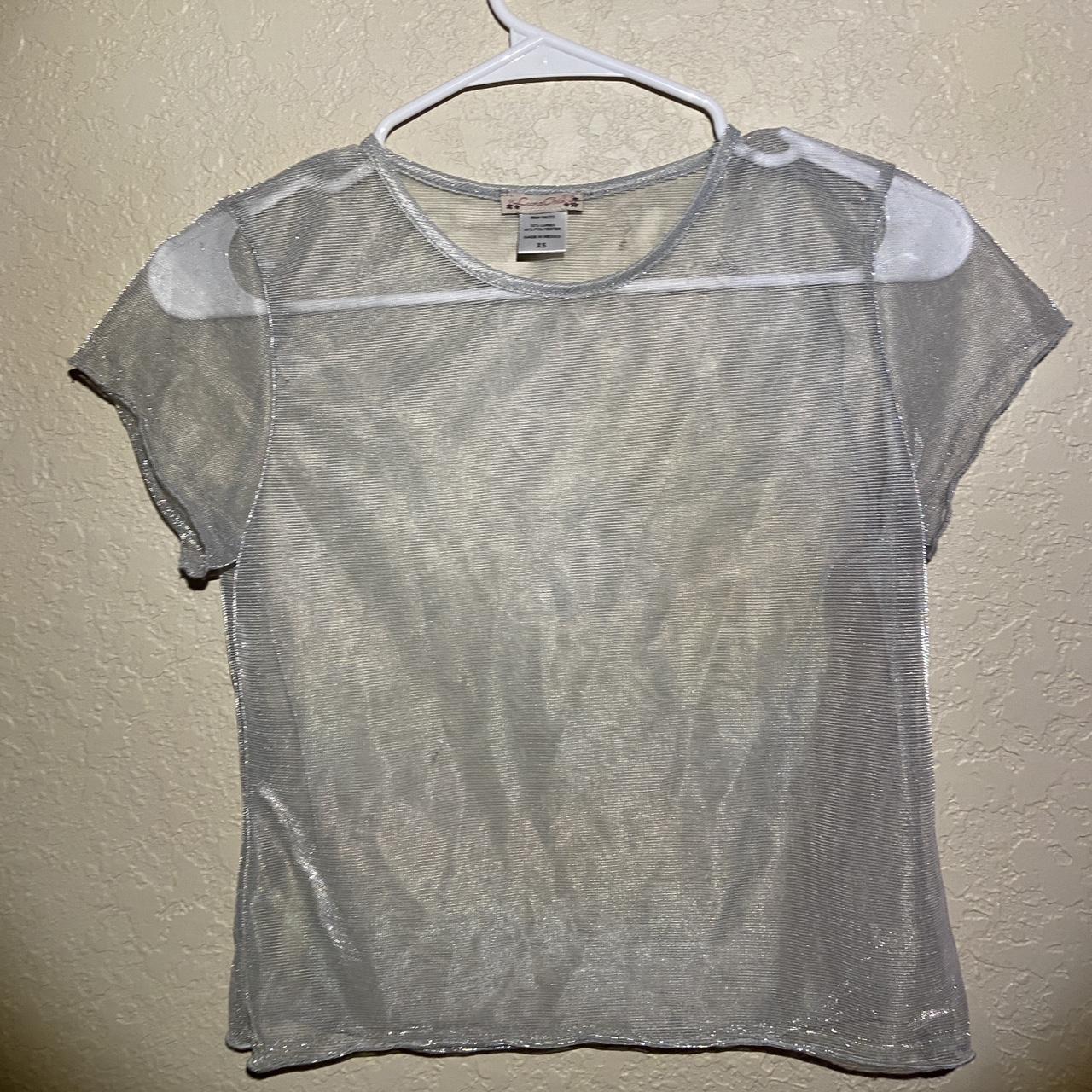 Silver Shimmer Mesh Top 🪩 -no stain it’s the lighting - Depop