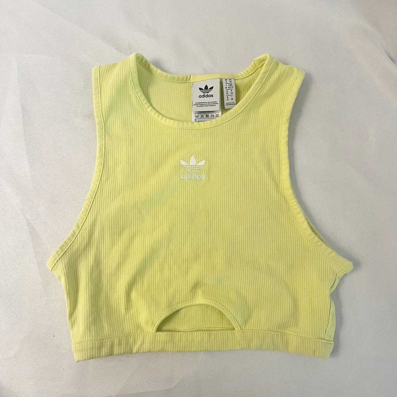 Adidas Women's Yellow Crop-top | Depop