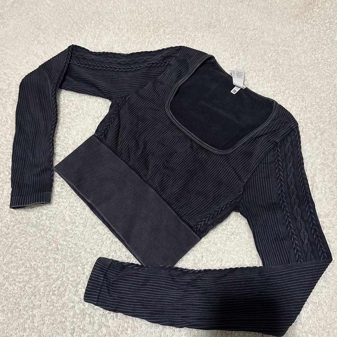 aerie offline ribbed top, cable knit design on... - Depop