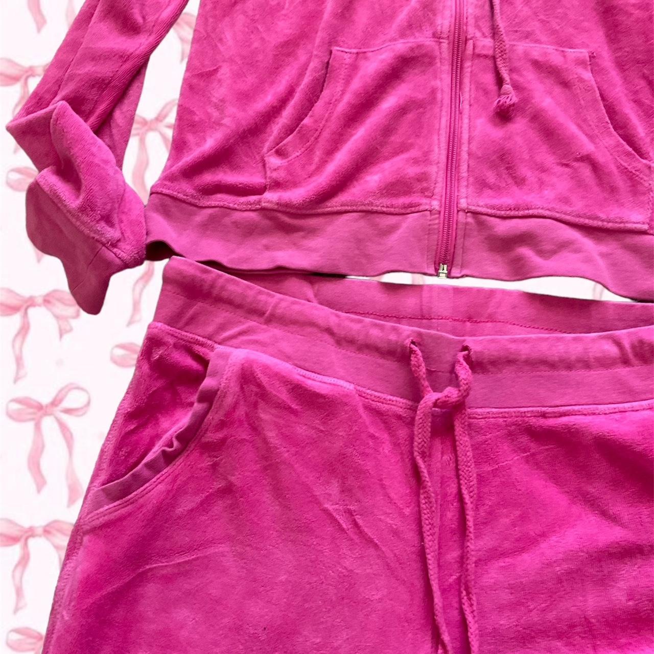2000s 2 piece pink velvet tracksuit set 🎀 juicy... - Depop
