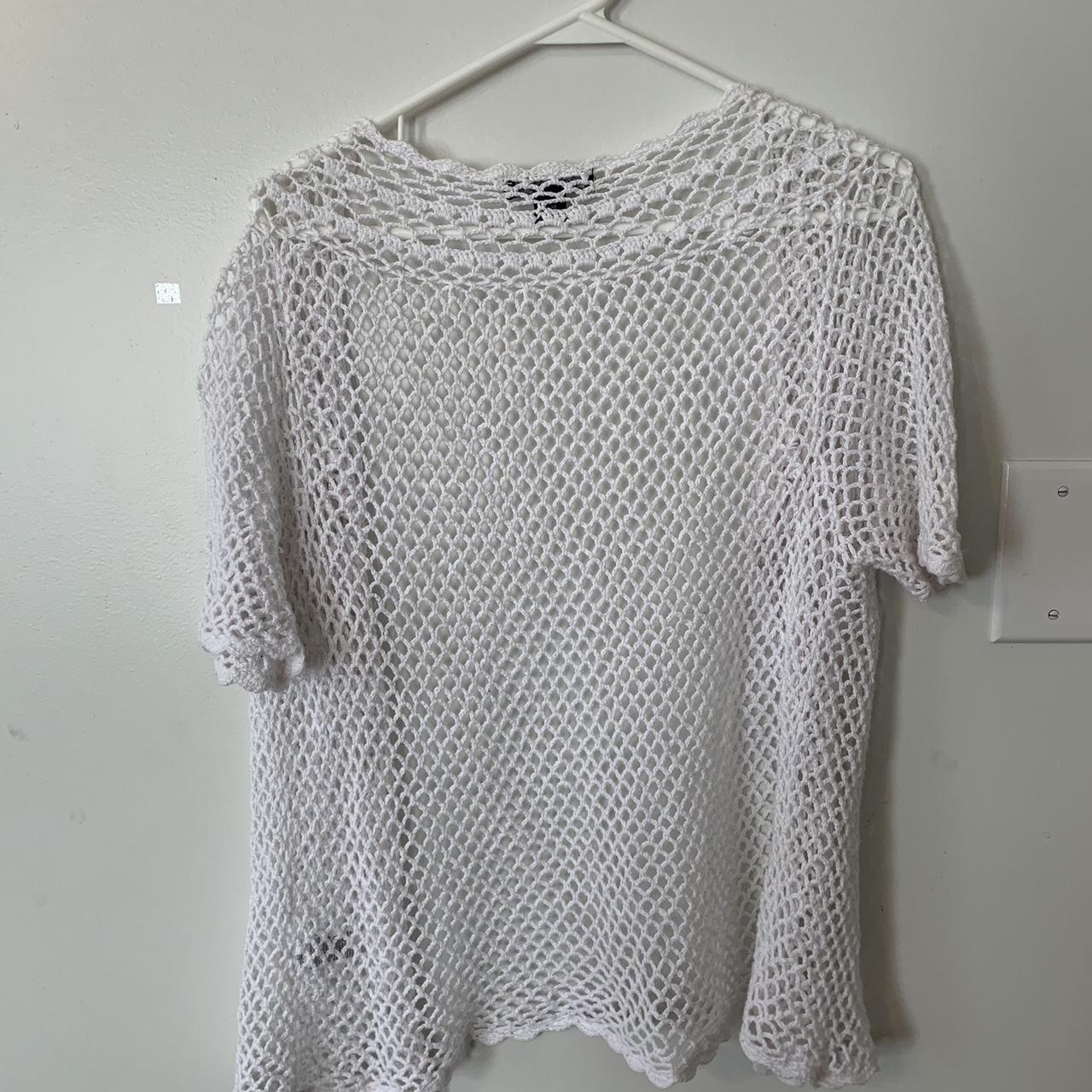 White mesh sweater Hashtag: #cottagecore #fairy... - Depop