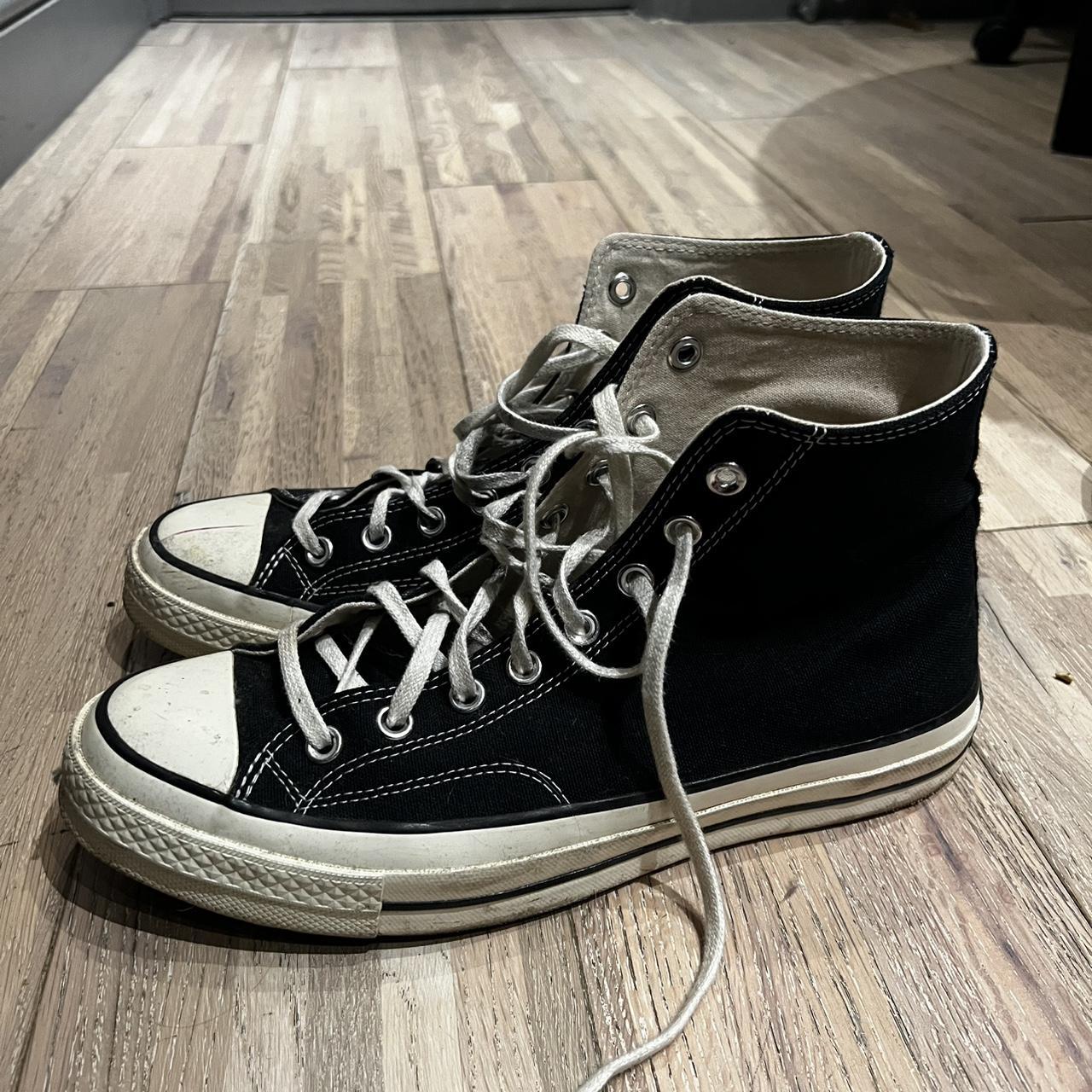 Black Chuck 70 Converse - barely worn, red scuff on... | Depop