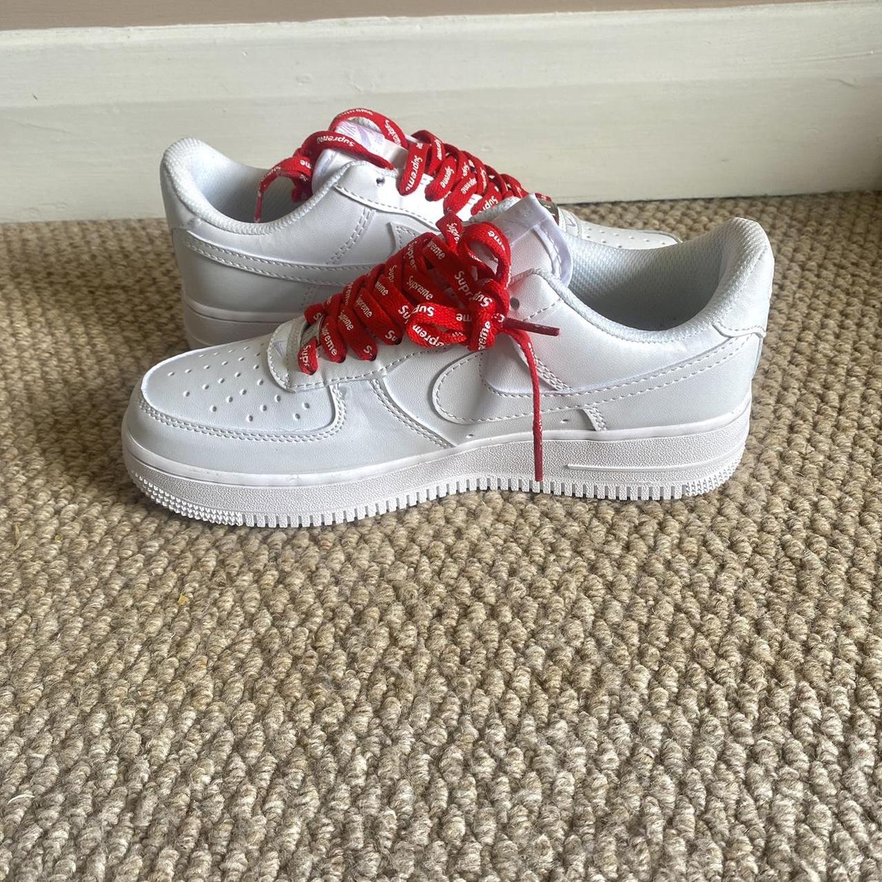 Supreme X Nike Airforce 1 (Red Laces) UK 5 Never... | Depop
