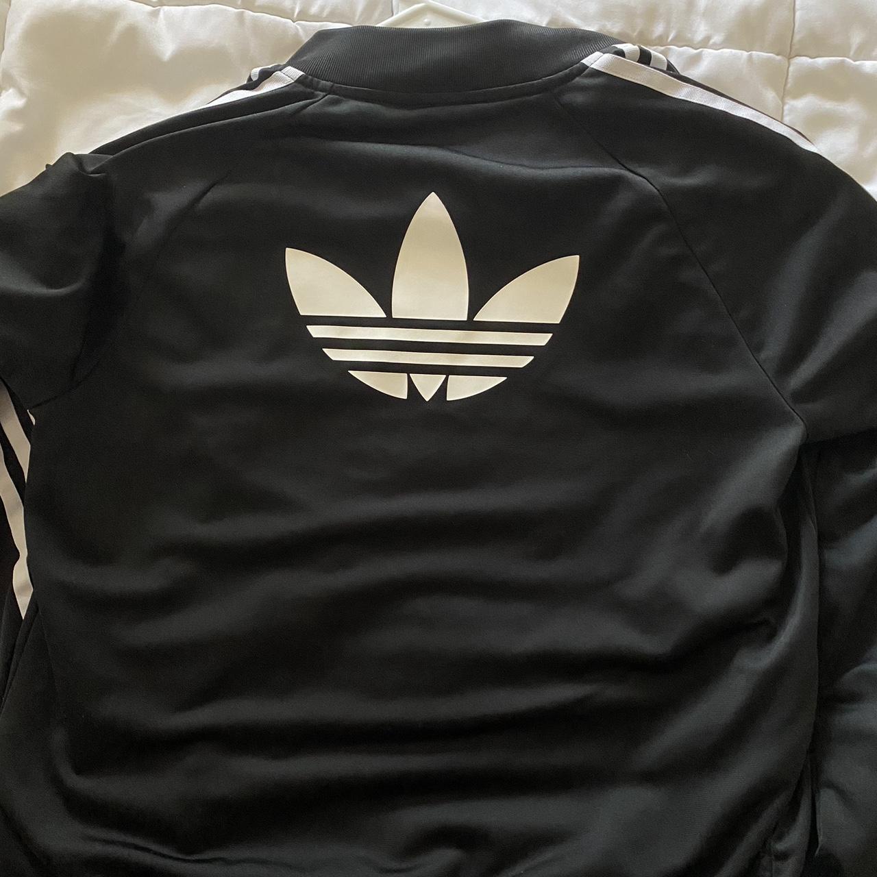 Adidas Black and White Track Jacket - Depop